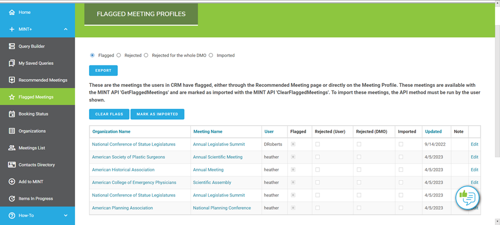 Flagged Meetings Overview – Simpleview Knowledgebase